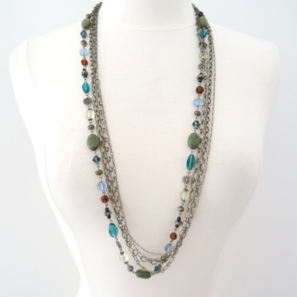 Premier Designs Layered Beaded Chains Necklace - Gem